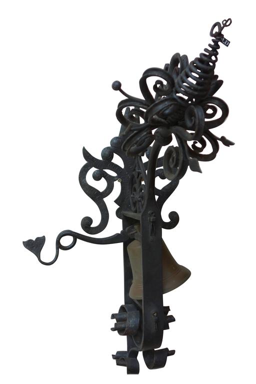 Spanish Revival Hand-Wrought Iron Garden Gate Bell at 1stDibs