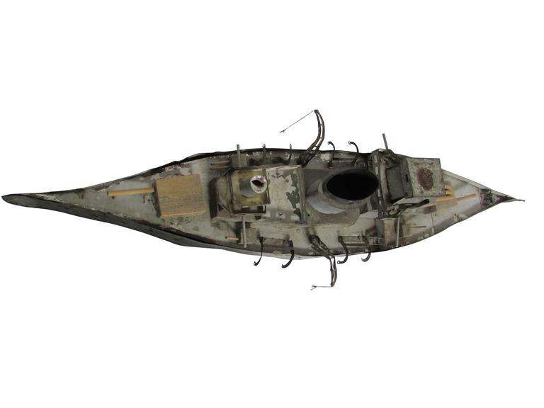Folk Art Scrap Metal Battleship at 1stDibs