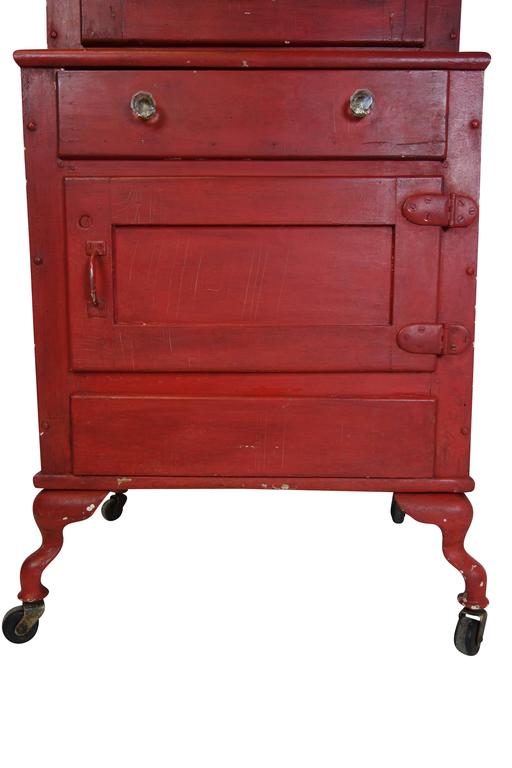 Red Painted Medical Cabinet For Sale at 1stDibs