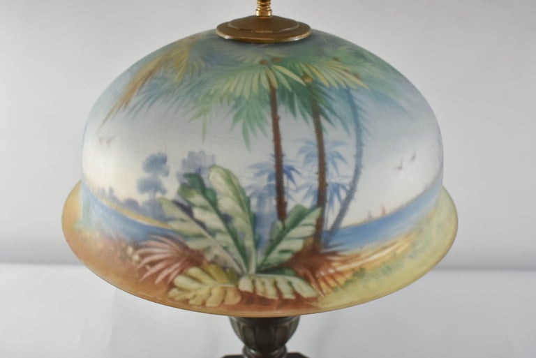 Antique Pairpoint Reverse Painted Lamp with Palm Trees and Beach Scene ...