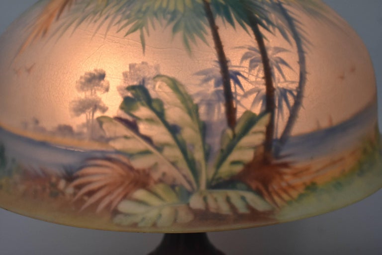 Antique Pairpoint Reverse Painted Lamp with Palm Trees and Beach Scene ...