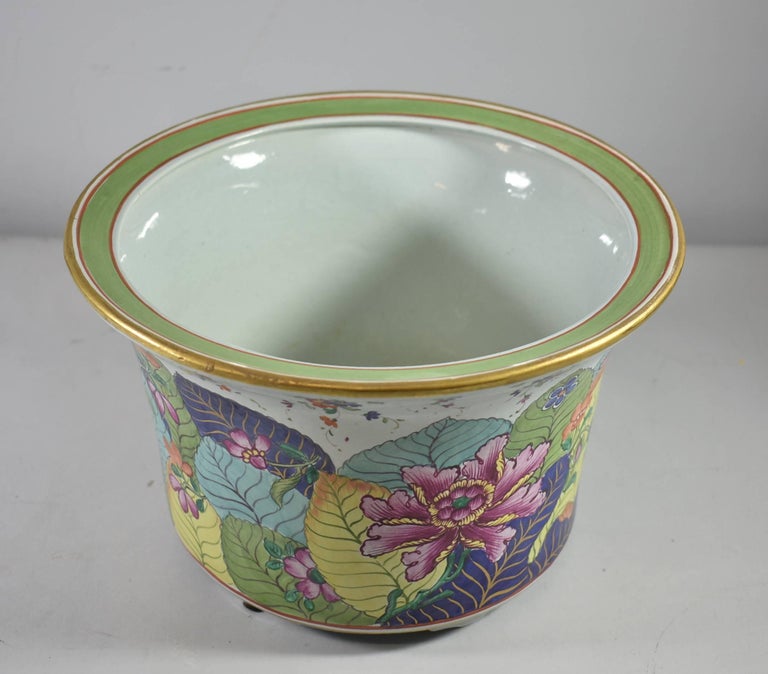 Lowestoft Reproduction Tobacco Leaf Footed Cachepot/Planter by ...