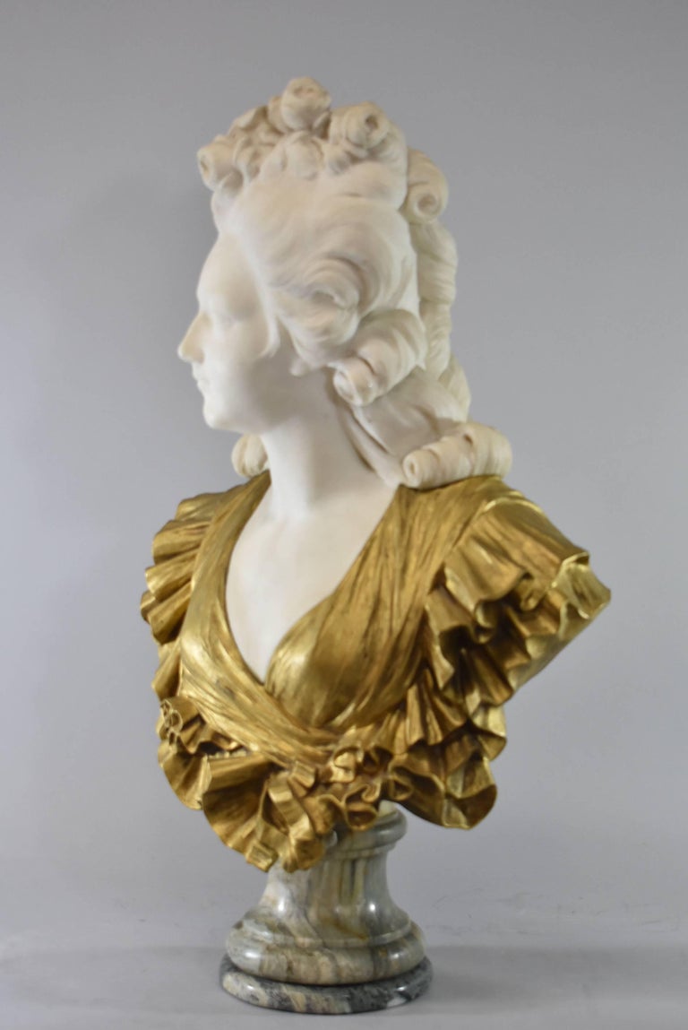 19th Century French Gilt Bronze and Marble Female Figural Bust at 1stDibs