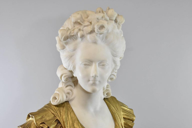 19th Century French Gilt Bronze and Marble Female Figural Bust at 1stDibs