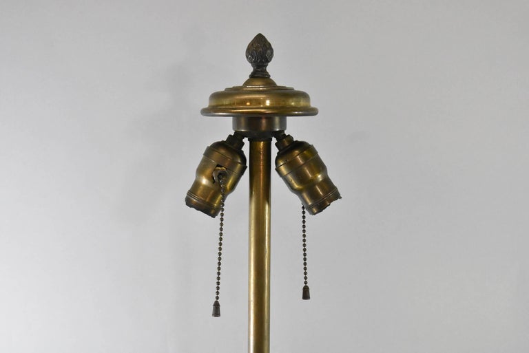 Signed Miller Lamp Company Bent Panel Leaded Glass Lamp with Bird and ...