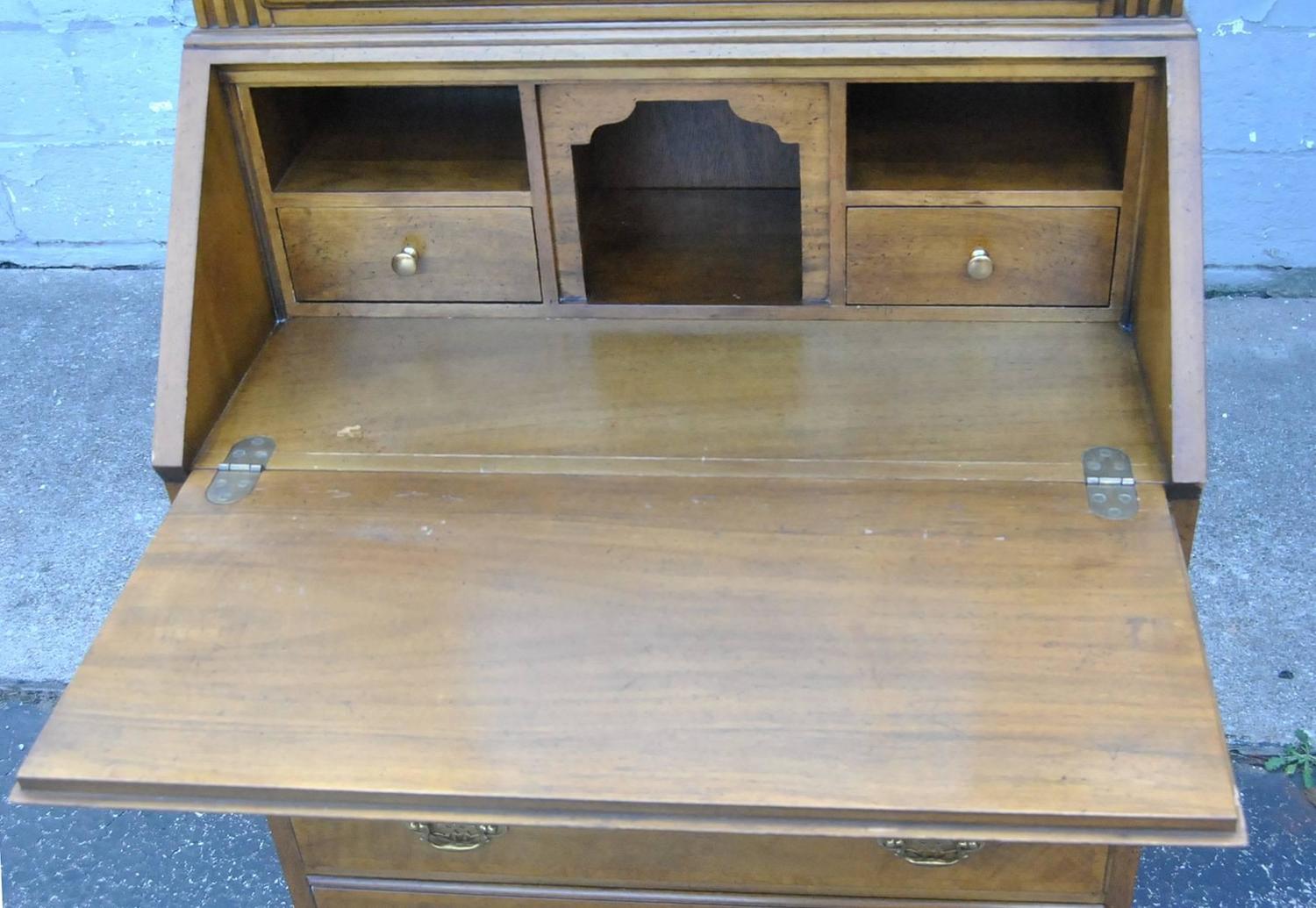 Chippendale Style Narrow 28" Wide Writing Desk with Bookcase Top by ...