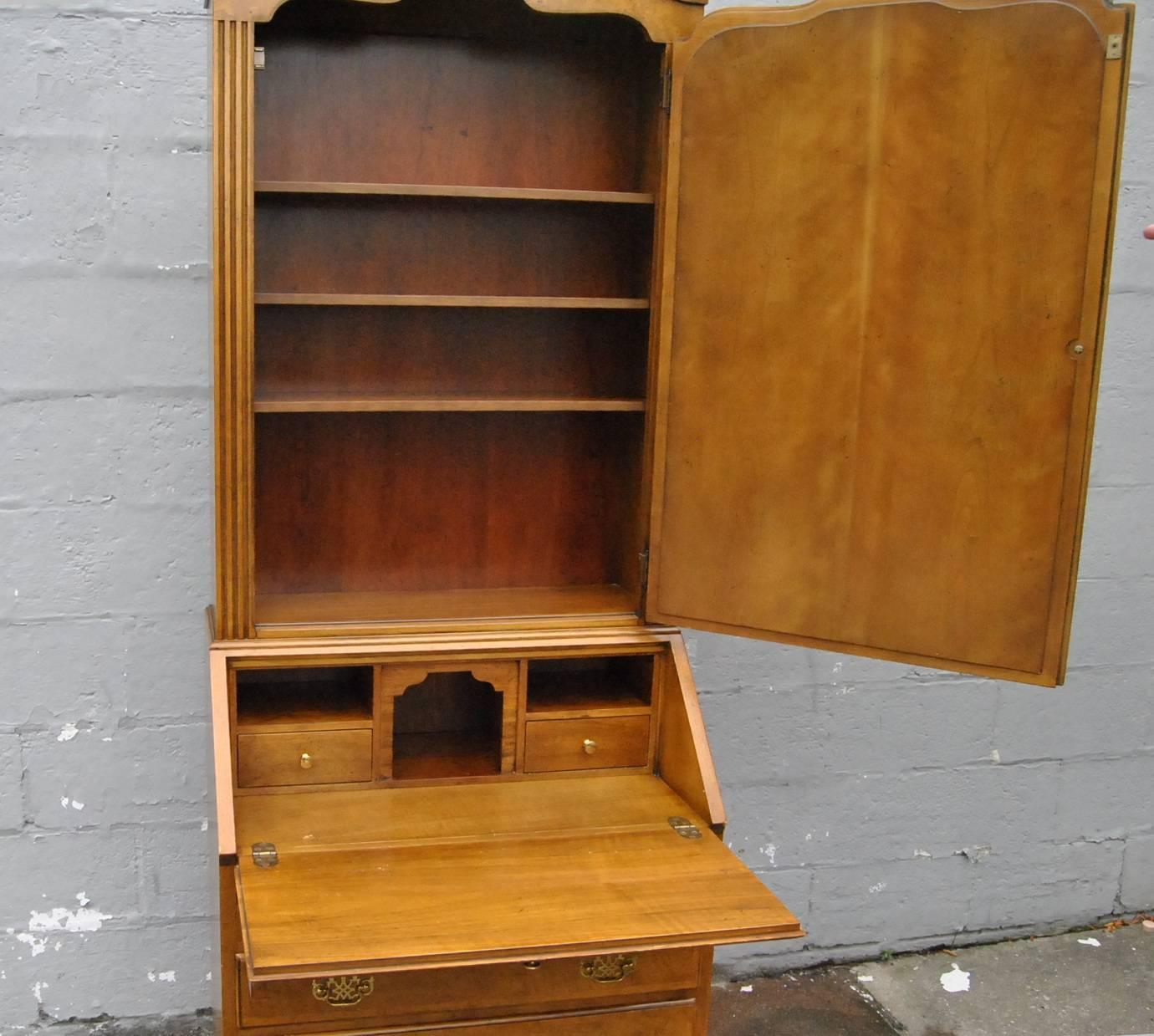 Chippendale Style Narrow 28" Wide Writing Desk with Bookcase Top by ...