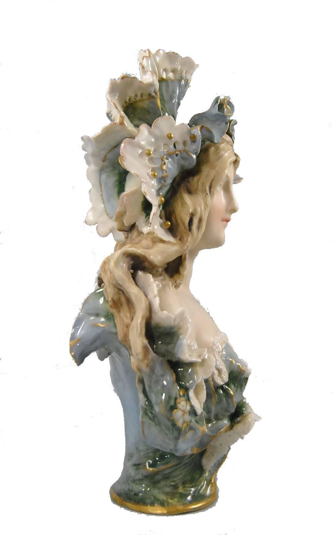 Austrian Turn Teplitz Bohemia Porcelain Female With Bonnet Bust RSTK ...