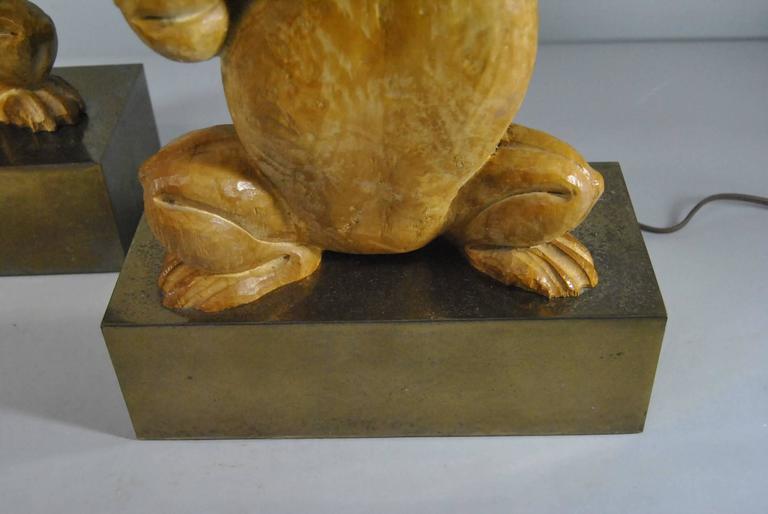 Pair of Chapman Brass and Composition Dancing Frog Table Lamps at 1stDibs