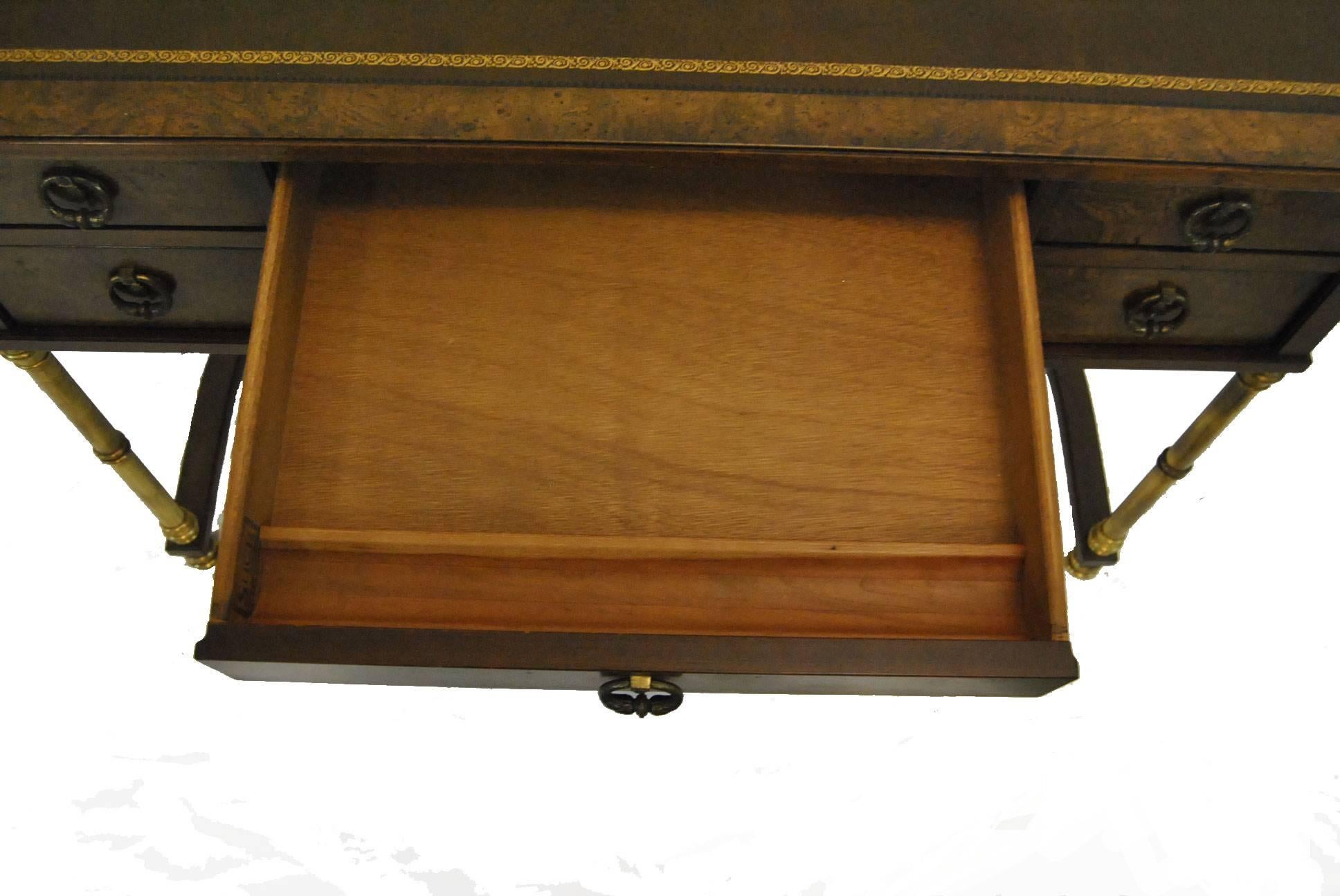 Burled Walnut and Brass Ladies Writing Desk by Sligh For Sale at ...