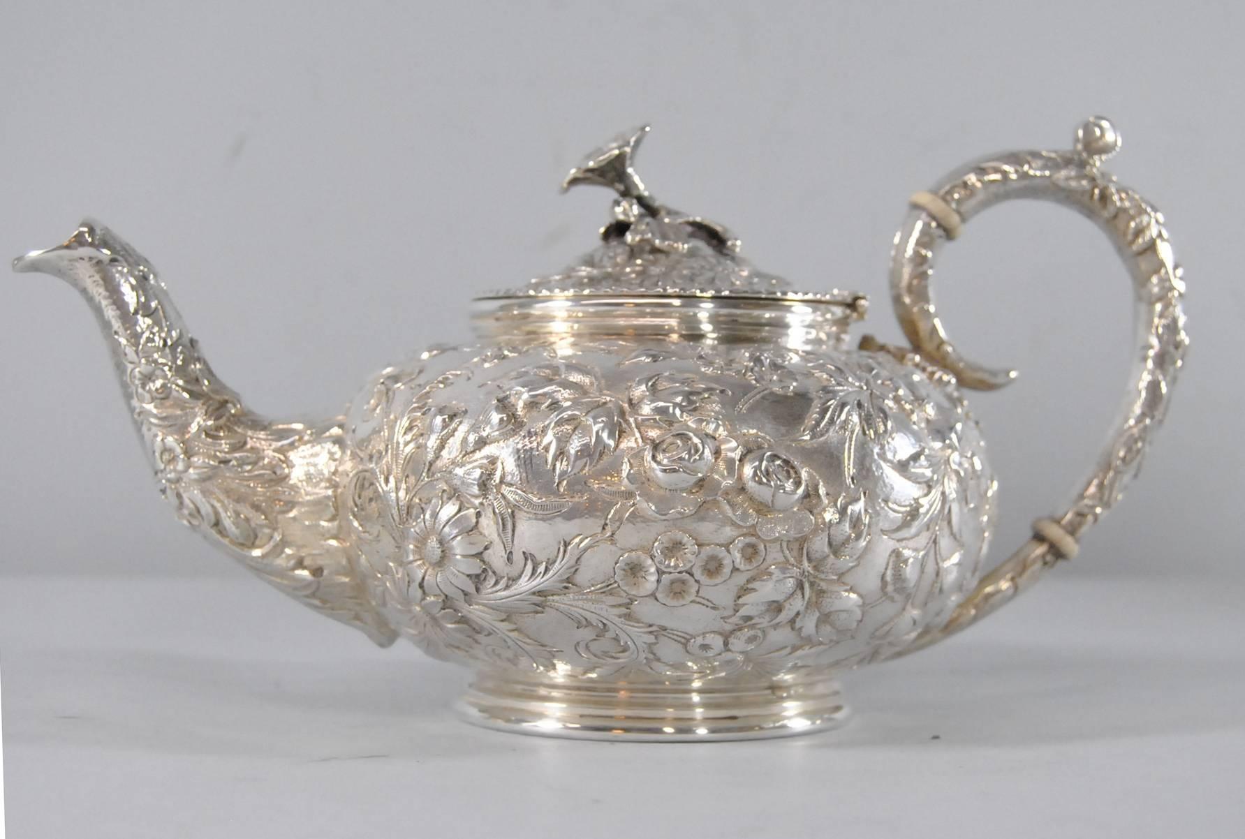 Sterling Repousse Five-Piece Tea Set by S. Kirk and Sons, No Monogram ...