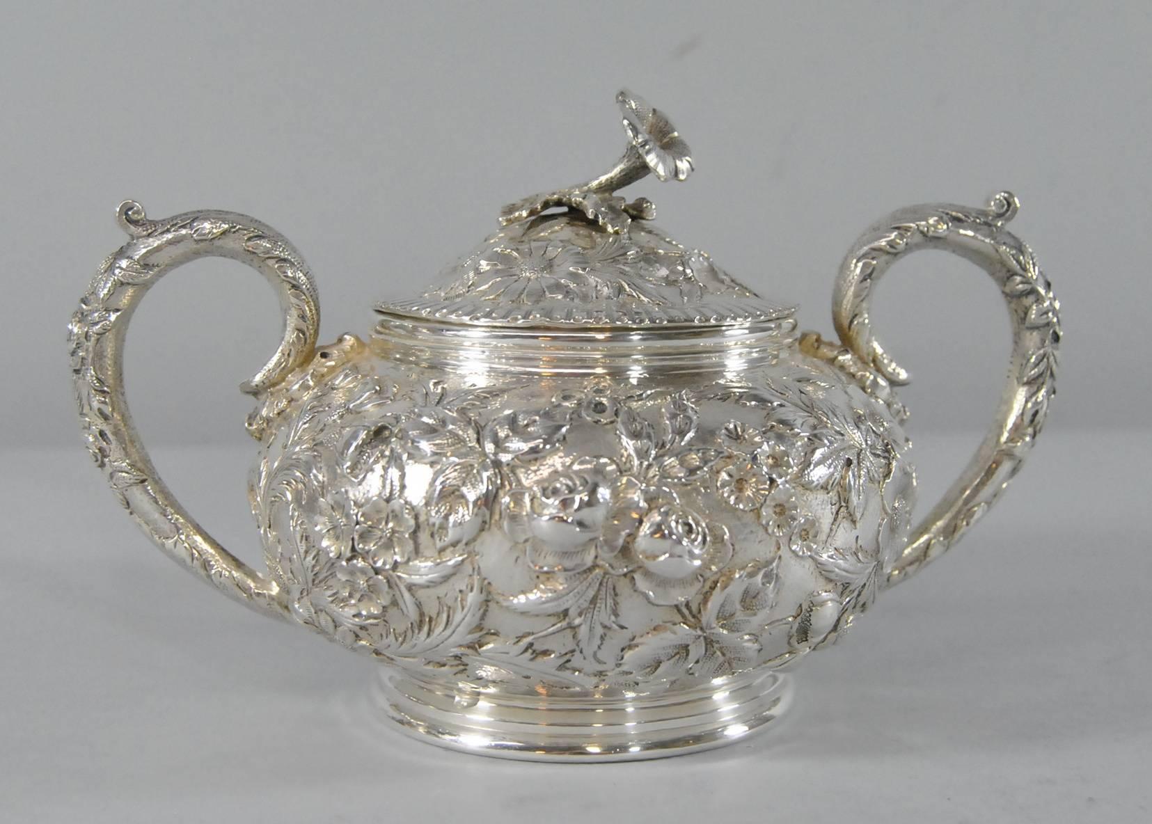 Sterling Repousse Five-Piece Tea Set by S. Kirk and Sons, No Monogram ...