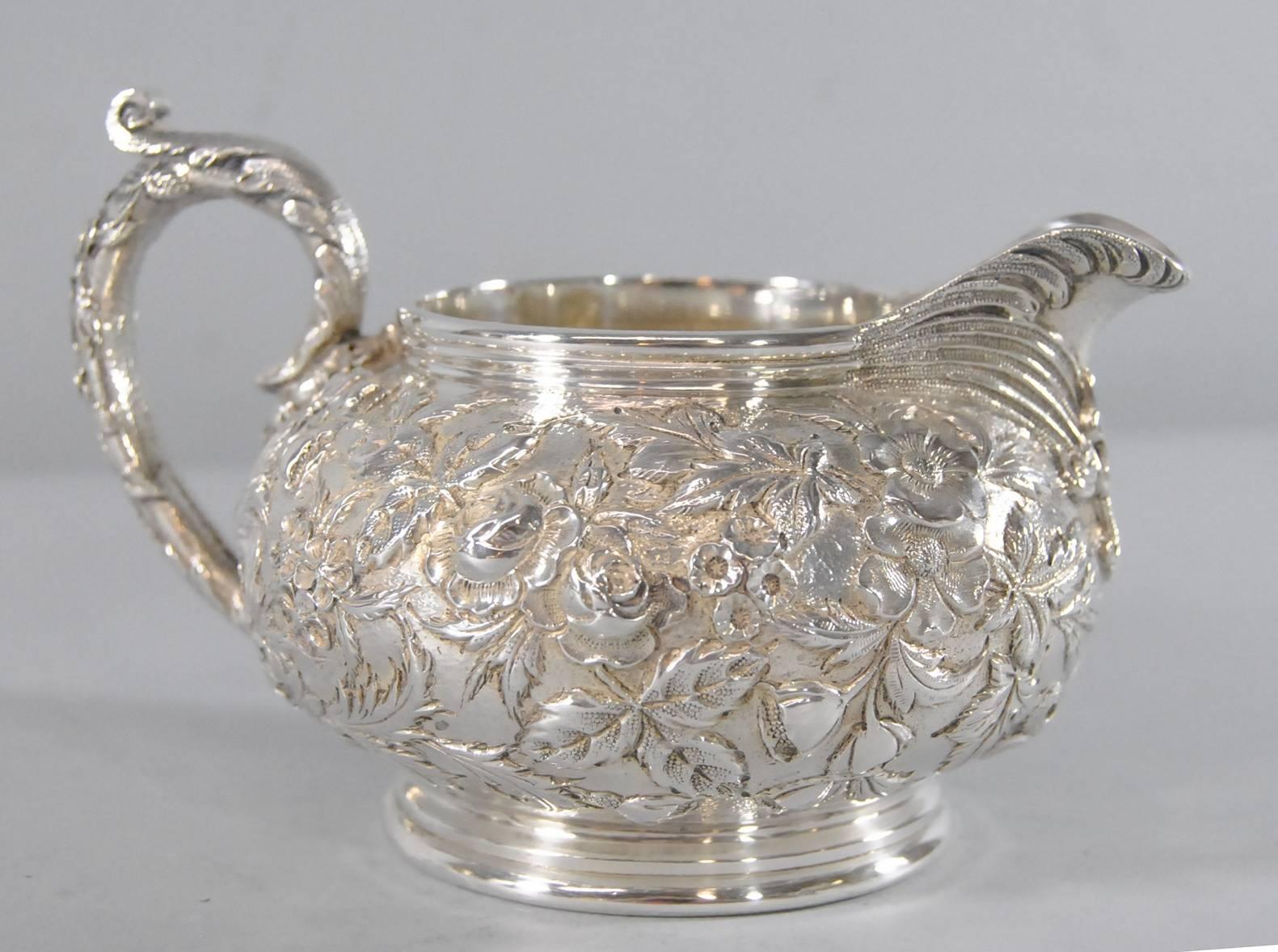 Sterling Repousse Five-Piece Tea Set by S. Kirk and Sons, No Monogram ...