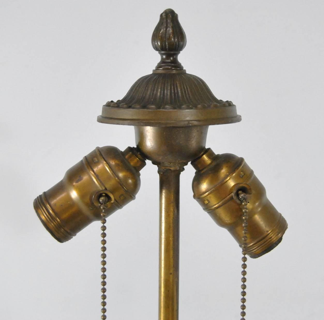 Signed Miller Art Nouveau Eight-Panel Slag Glass Lamp in Caramel For ...
