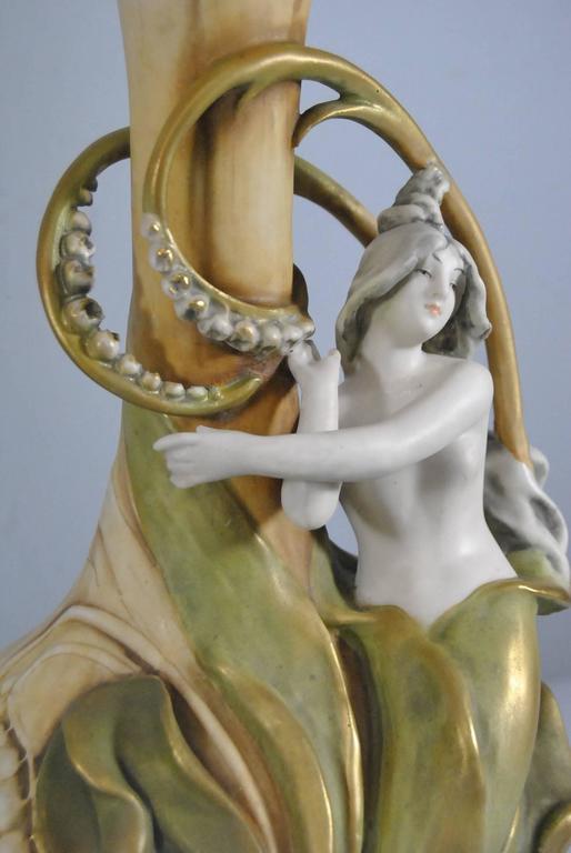 Late 19th Century Pair of Imperial Amphora Art Nouveau Vases, Lily with ...
