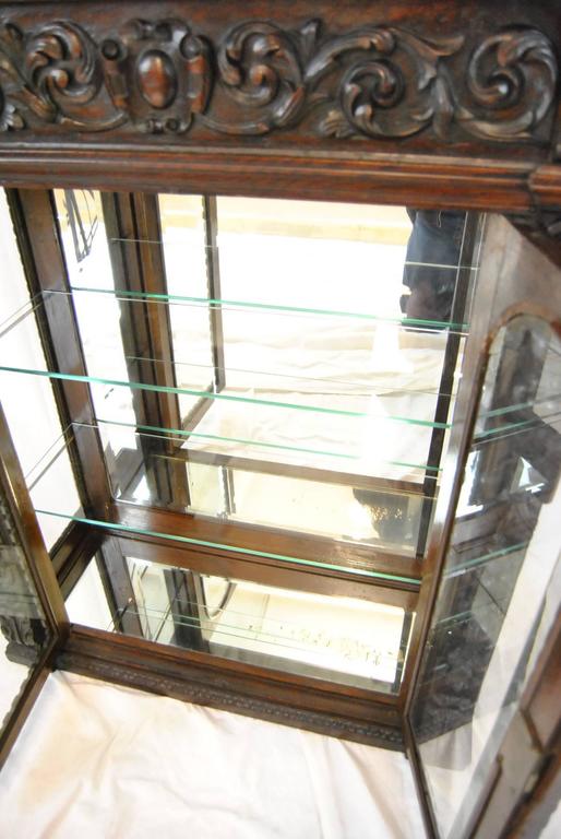 Heavily Carved Gothic Revival Oak Counter Display Cabinet, Figural ...