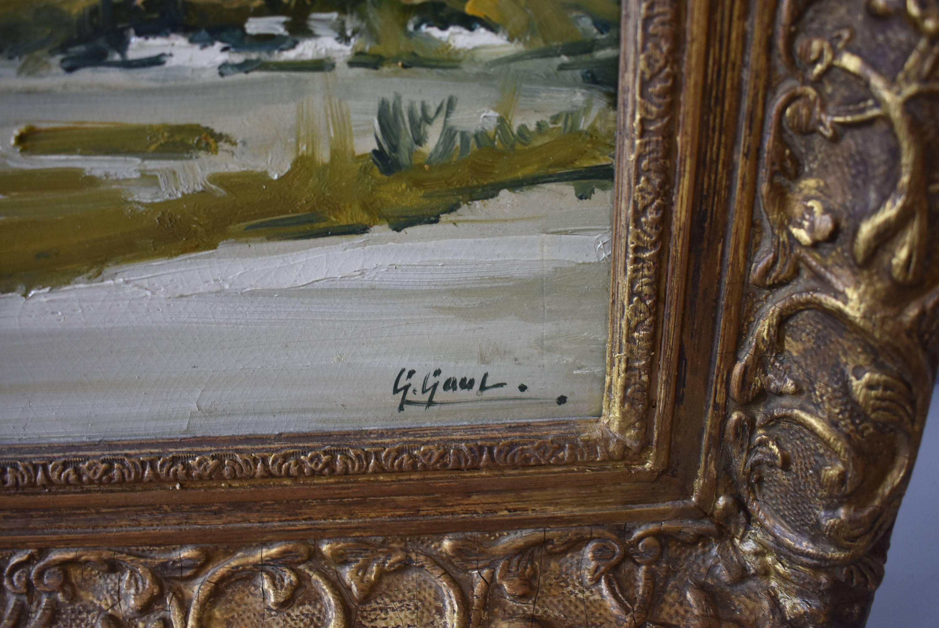 Gilbert Gaul Impressionistic Oil on Board, Winter in Hackensack New ...