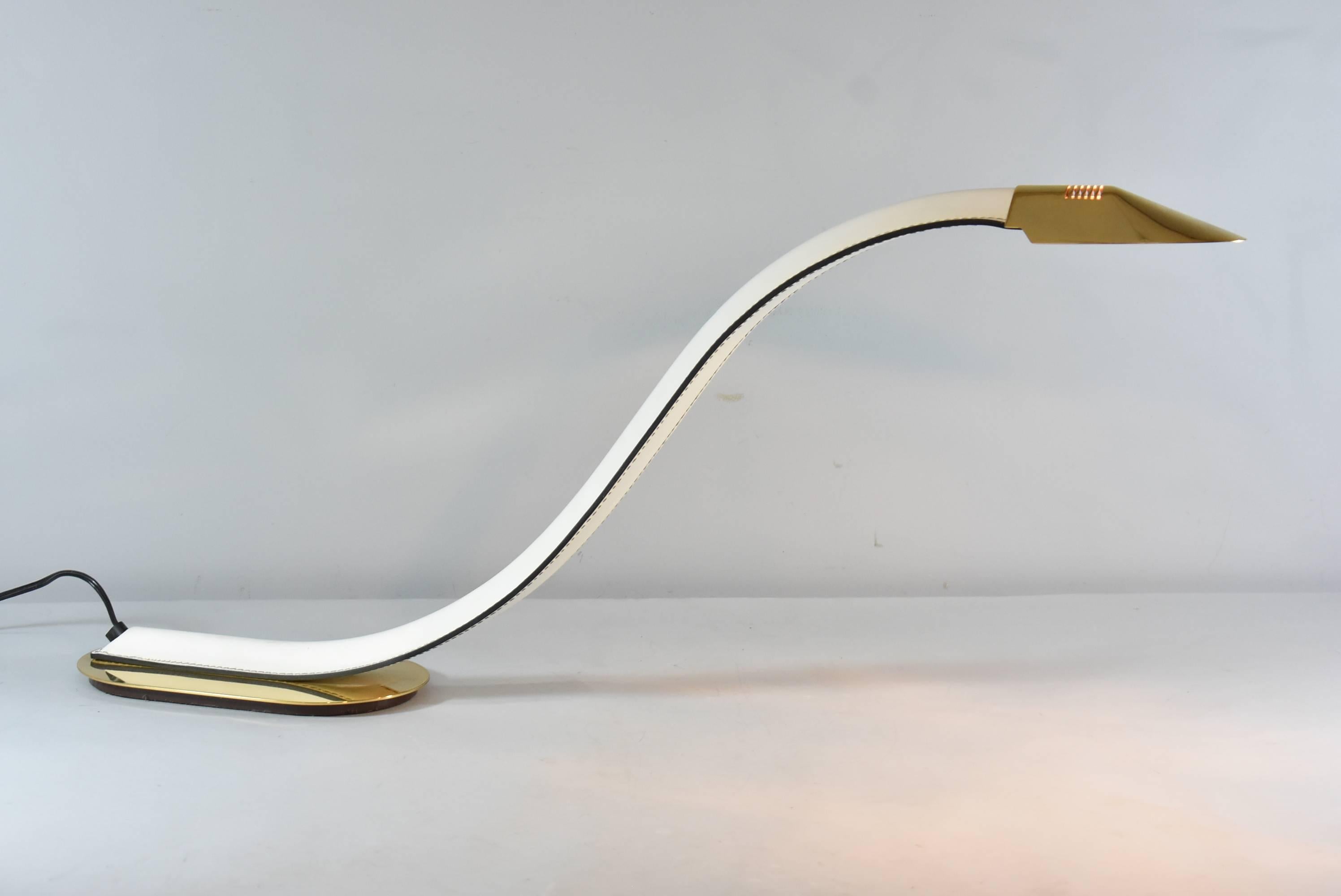 Cobra Lamp in Leather with Brass Base and Head, Milano For Sale at ...