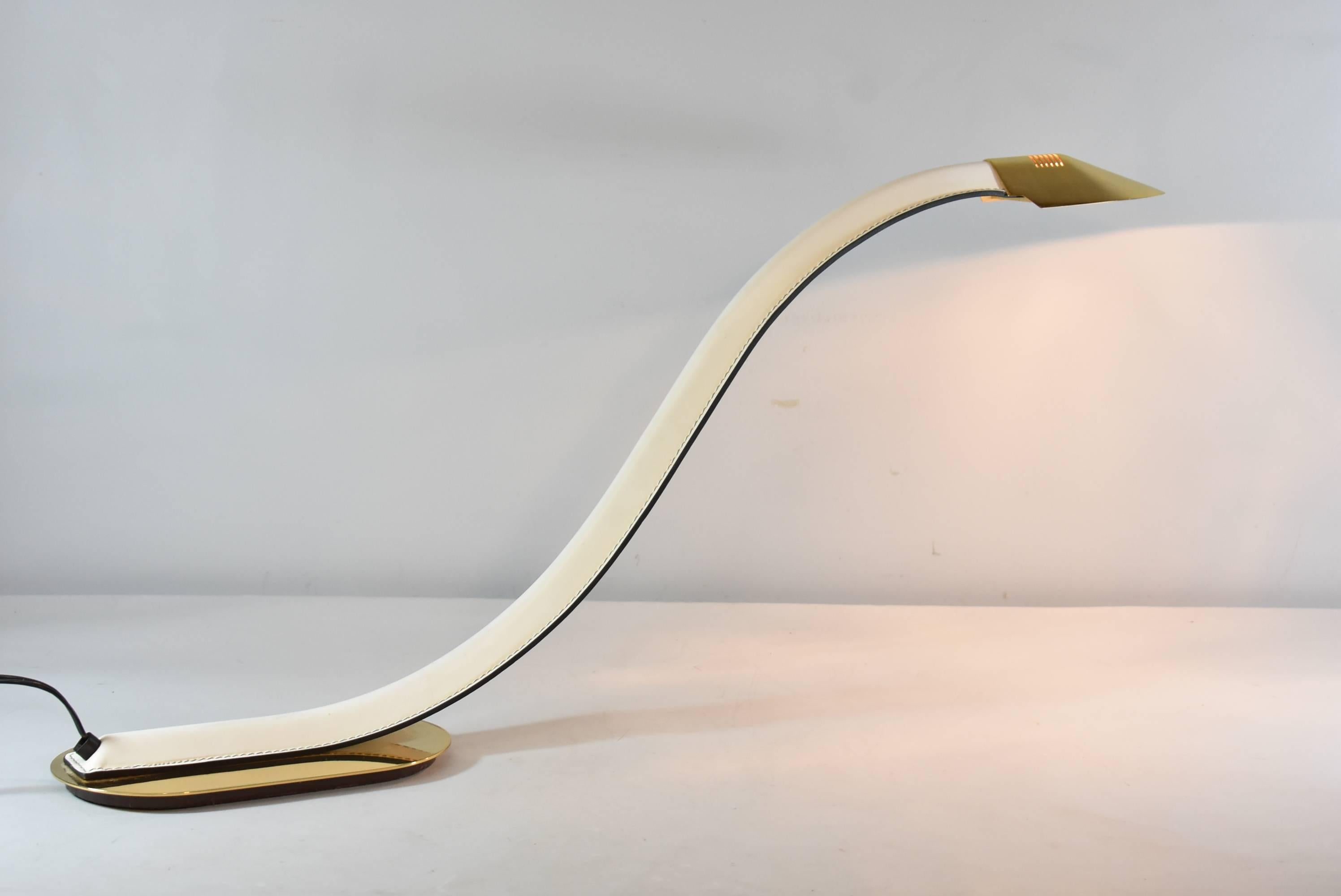 Cobra Lamp in Leather with Brass Base and Head, Milano For Sale at ...
