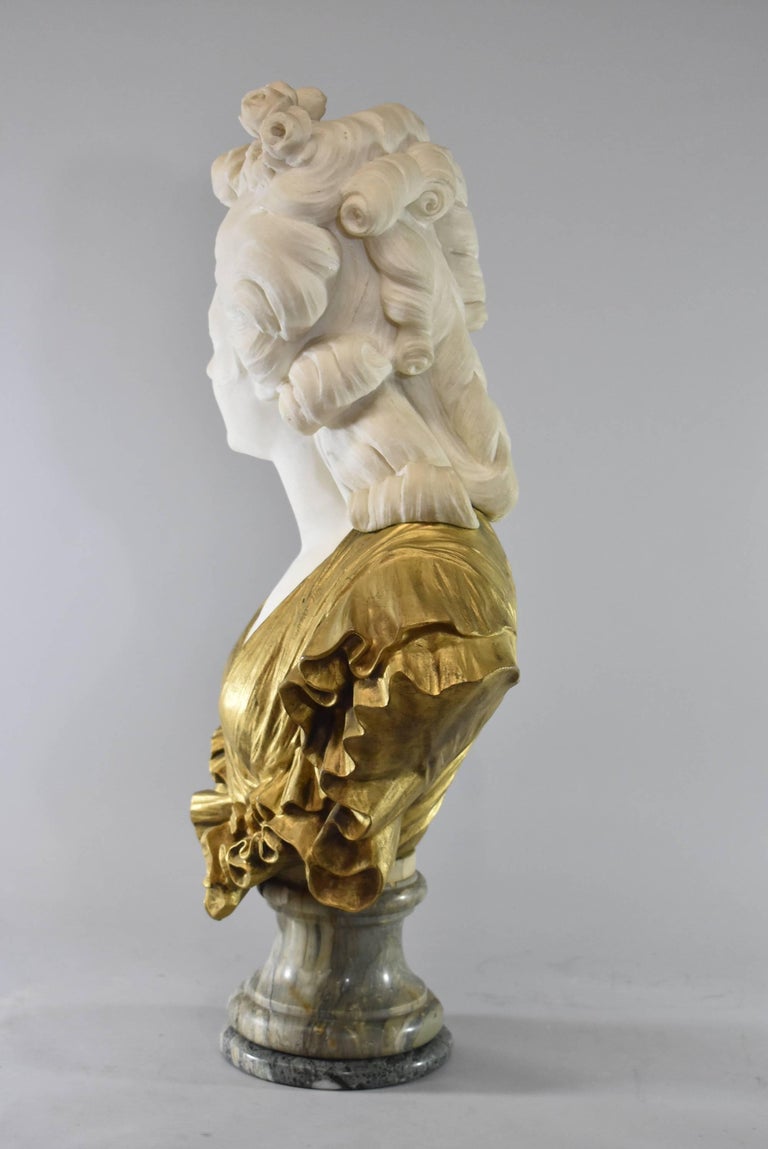 19th Century French Gilt Bronze and Marble Female Figural Bust at 1stDibs