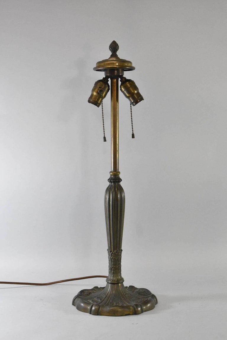 Signed Miller Lamp Company Bent Panel Leaded Glass Lamp with Bird and ...