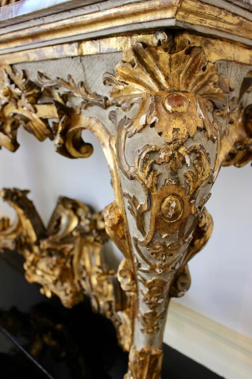 1720s Venetian Early Rococo Period Giltwood Console Table with Red ...