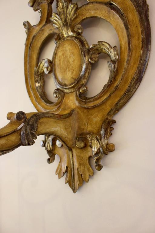 18th Century Italian Baroque Parcel-Gilt Ochre Painted One-Light Wall ...