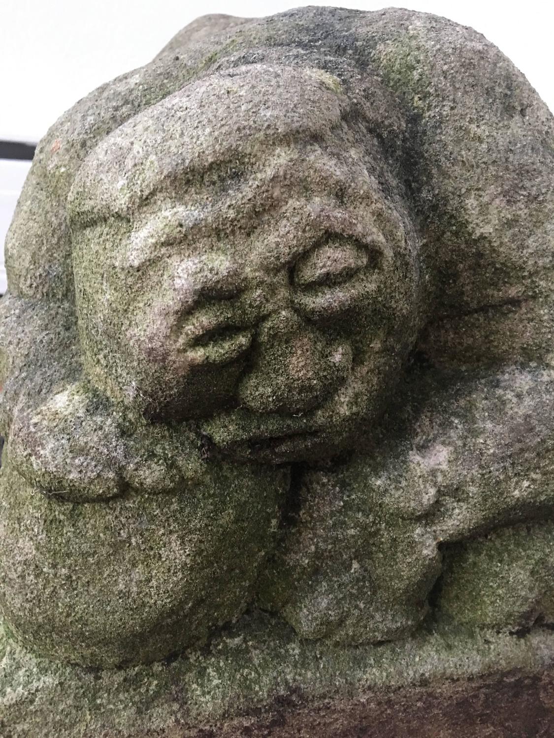 Japanese Hand-Carved Stone Sumo Wrestler Sculpture For Sale at 1stdibs