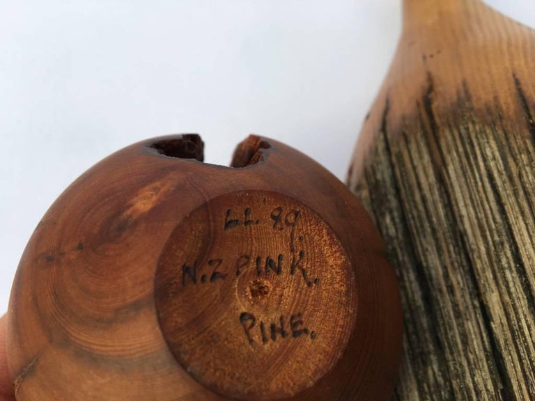 Assorted Midcentury Studio Made Wooden Weed Pots For Sale at 1stDibs