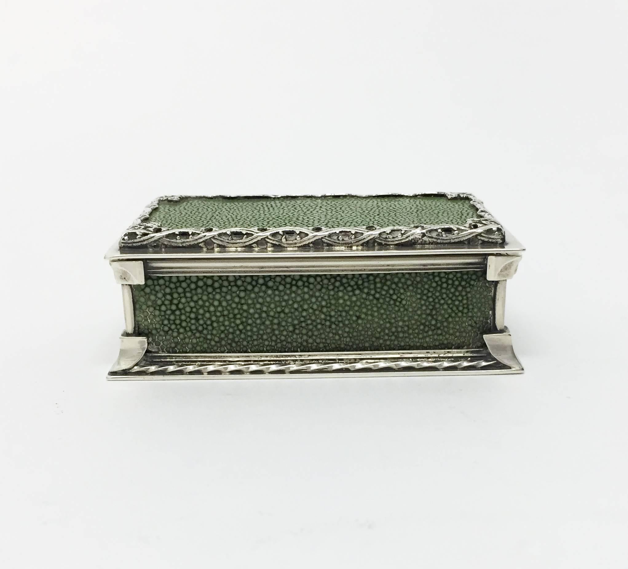 Arts and Crafts Silver and Shagreen Box by Omar Ramsden at 1stDibs