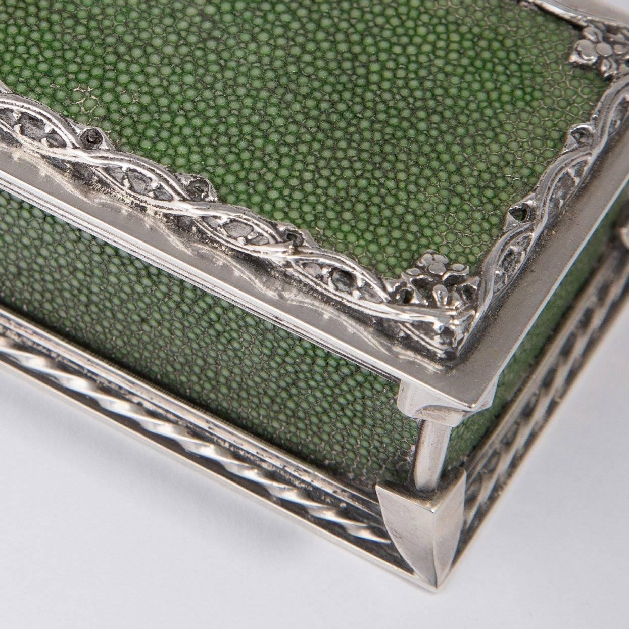 Arts and Crafts Silver and Shagreen Box by Omar Ramsden at 1stDibs
