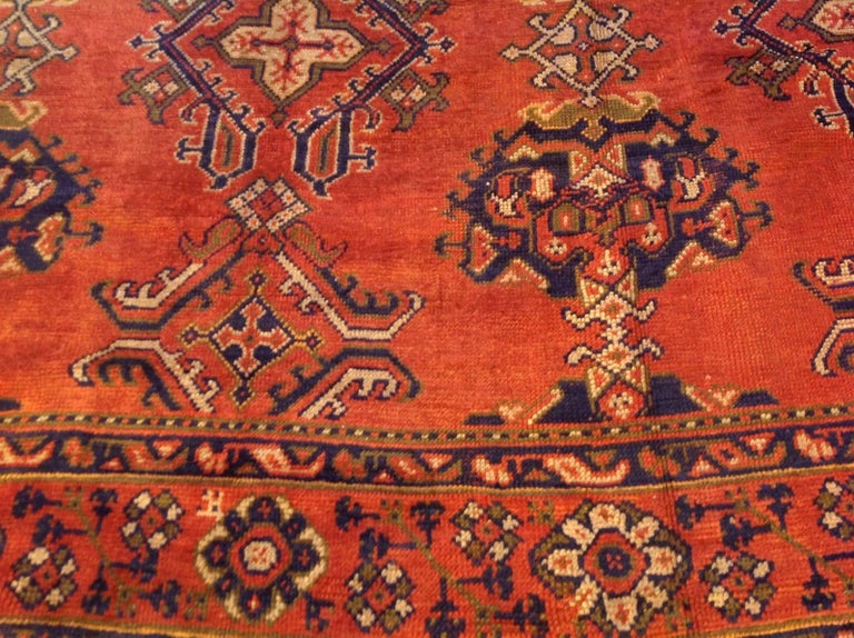 Square Red Antique Oushak Rug For Sale at 1stDibs