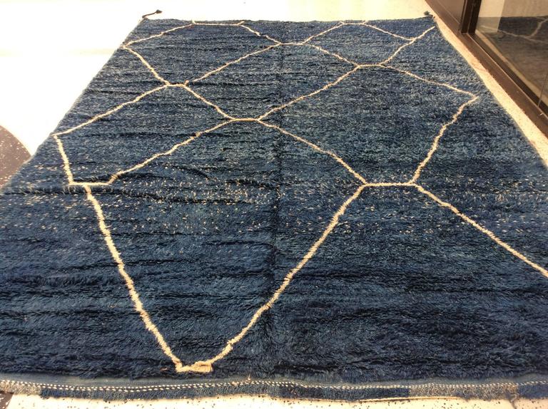 Navy Blue Moroccan Berber Rug For Sale at 1stDibs | navy moroccan rug ...