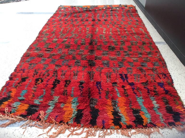 Cool Red Moroccan Rug For Sale at 1stDibs