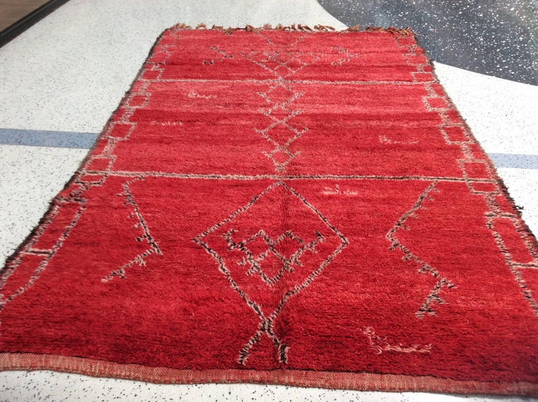 Red Moroccan Berber Rug For Sale at 1stDibs