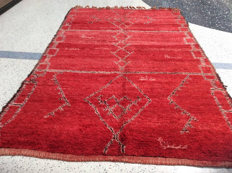 Red Moroccan Berber Rug For Sale at 1stDibs