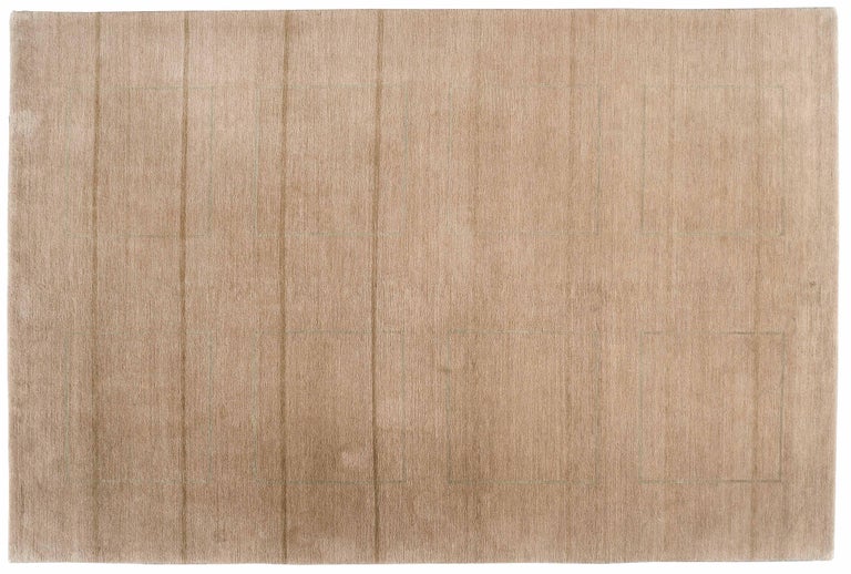 Tone on Tone Rug with Square Details For Sale at 1stDibs