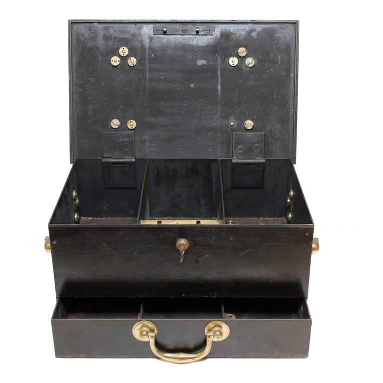 Late 18th Century Iron and Brass Cash Box with British Coat of Arms, J ...