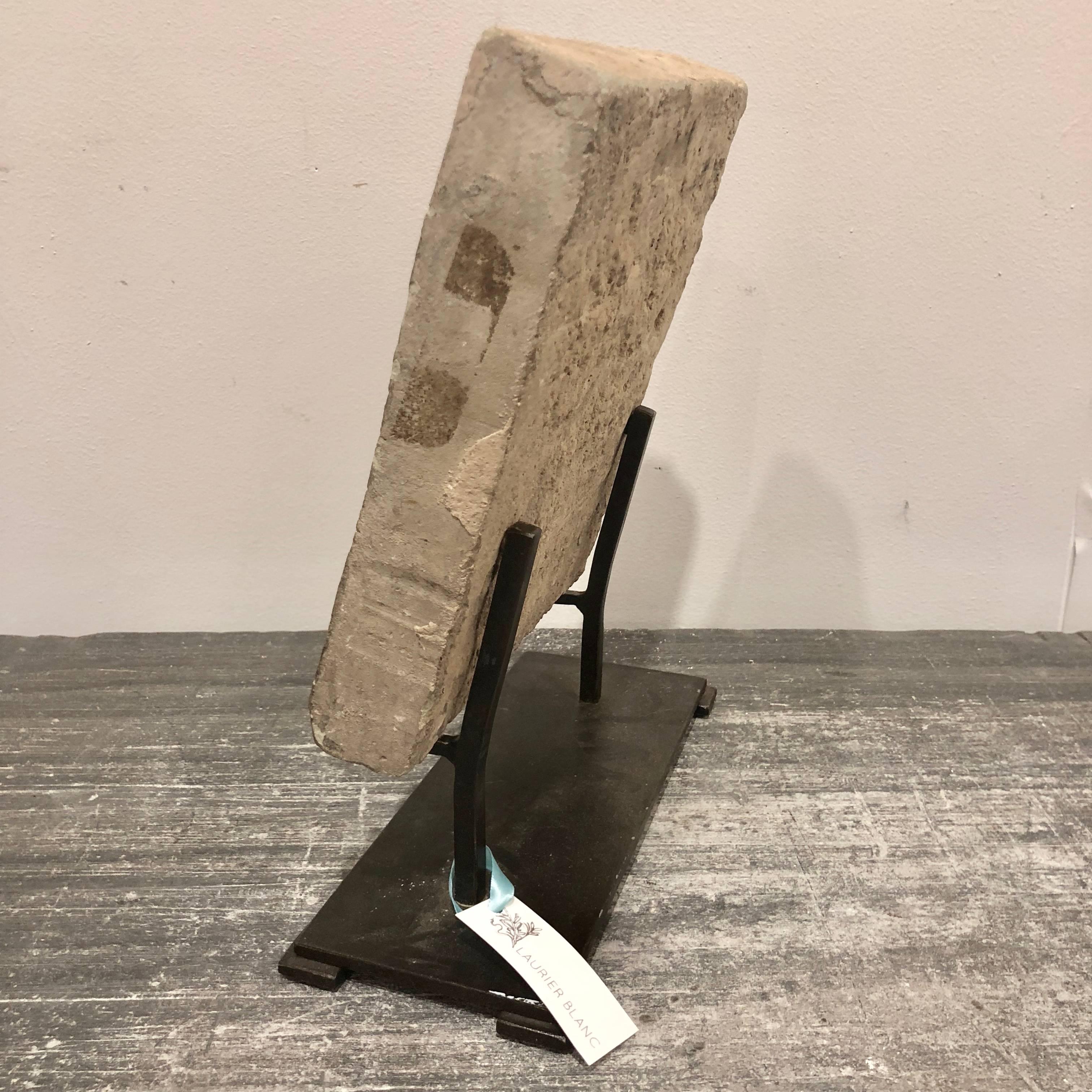 Ancient Tang Dynasty Stone Relic on Iron Stand at 1stDibs