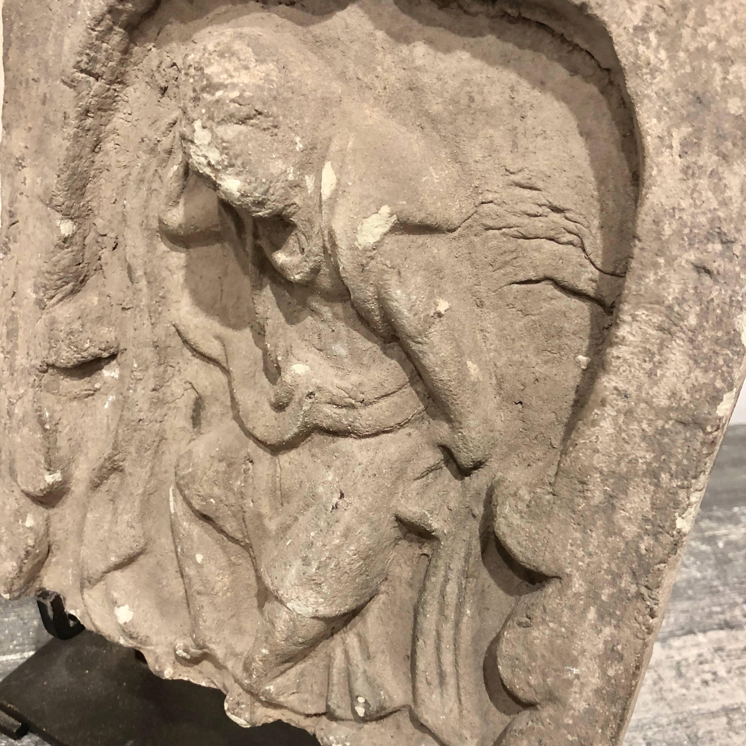 Ancient Tang Dynasty Stone Relic on Iron Stand at 1stDibs