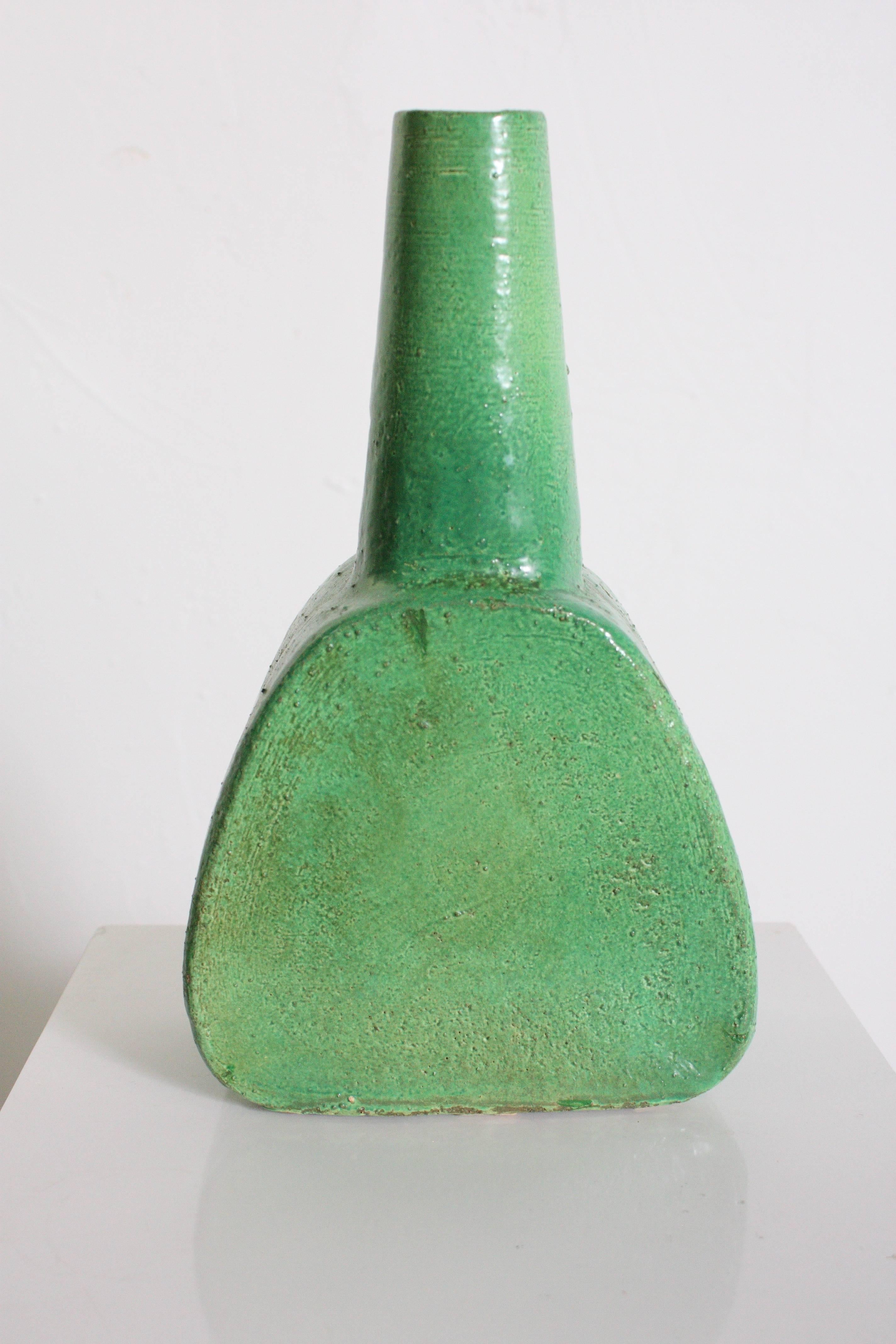 Rare Glazed Ceramic and Crushed Glass Vase by Raymor at 1stDibs