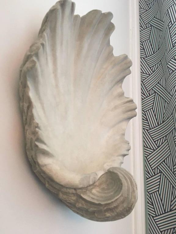Pair of Modern Scallop Shell Wall Lights, Antiqued Plaster at 1stDibs