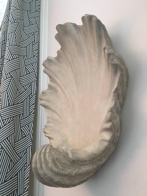 Pair of Modern Scallop Shell Wall Lights, Antiqued Plaster at 1stDibs