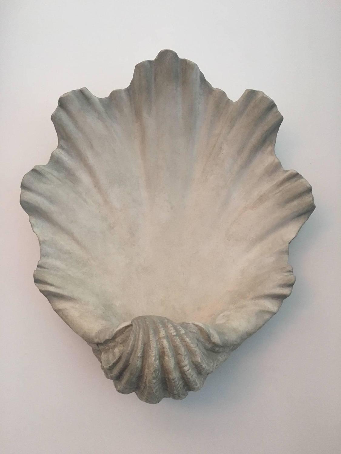 Pair of Modern Scallop Shell Wall Lights, Antiqued Plaster For Sale at ...
