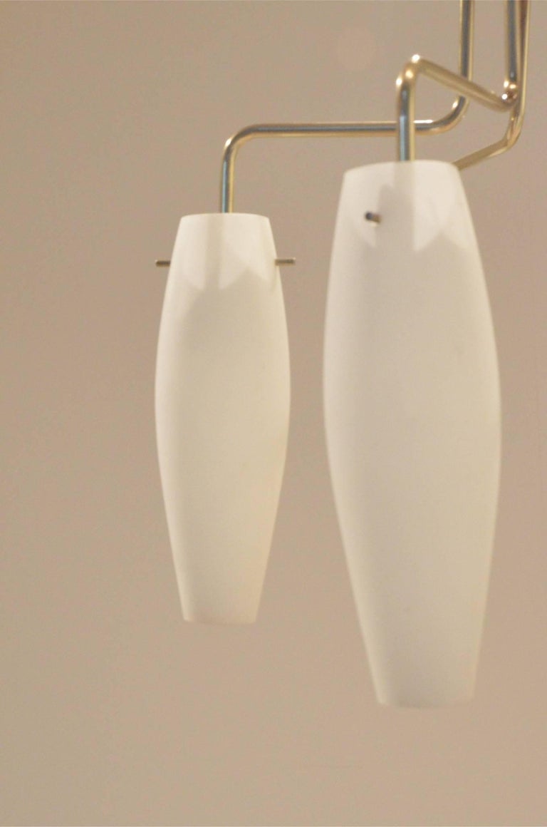 Midcentury Italian 1950s Low Ceiling Five Glass Drop Down Lamp with ...