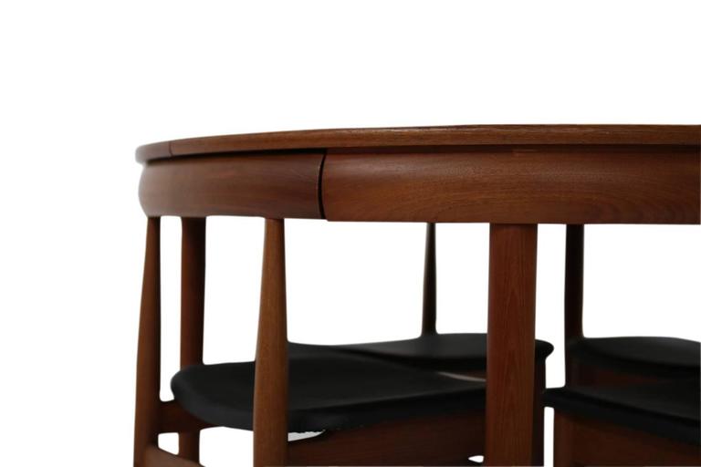 Rare 1960s Teak and Leather Dining Set, Hans Olsen for Frem Rojle at ...