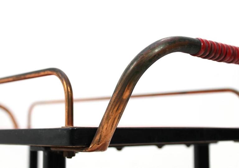 Mid Century unique Copper Tea Trolley, France circa 1950 Bar Cart 1950s ...