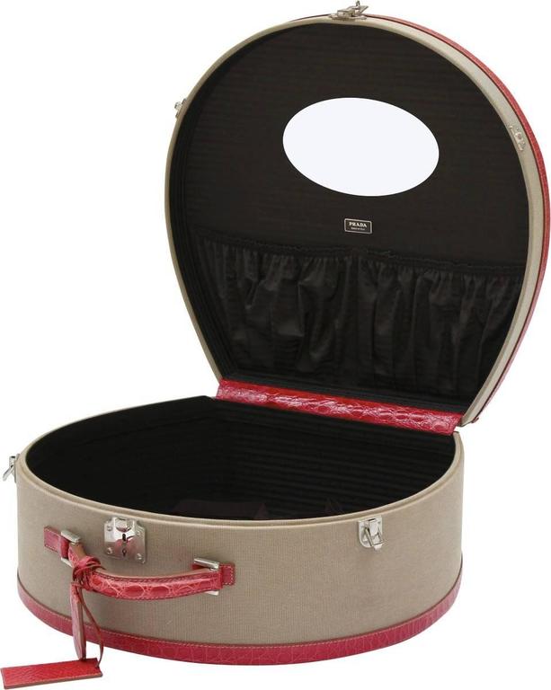 Prada Hat Trunk with Red Crocodile Trim For Sale at 1stDibs