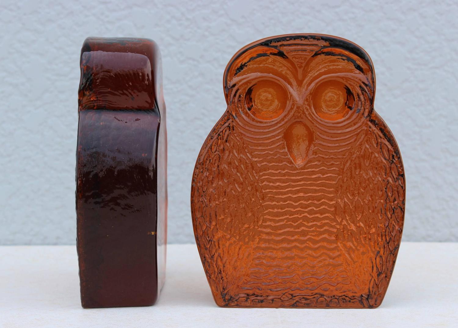 1960s Blenko Glass Owl Bookends at 1stdibs