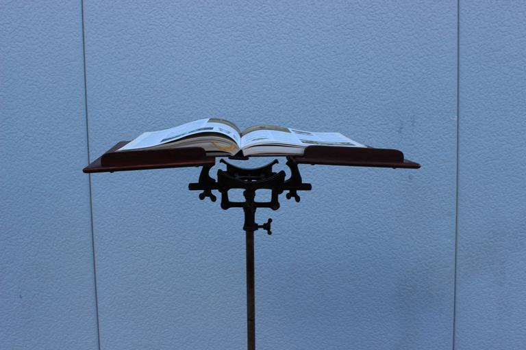 1930s Mahogany and Cast Iron Adjustable Library Book Stand at 1stDibs